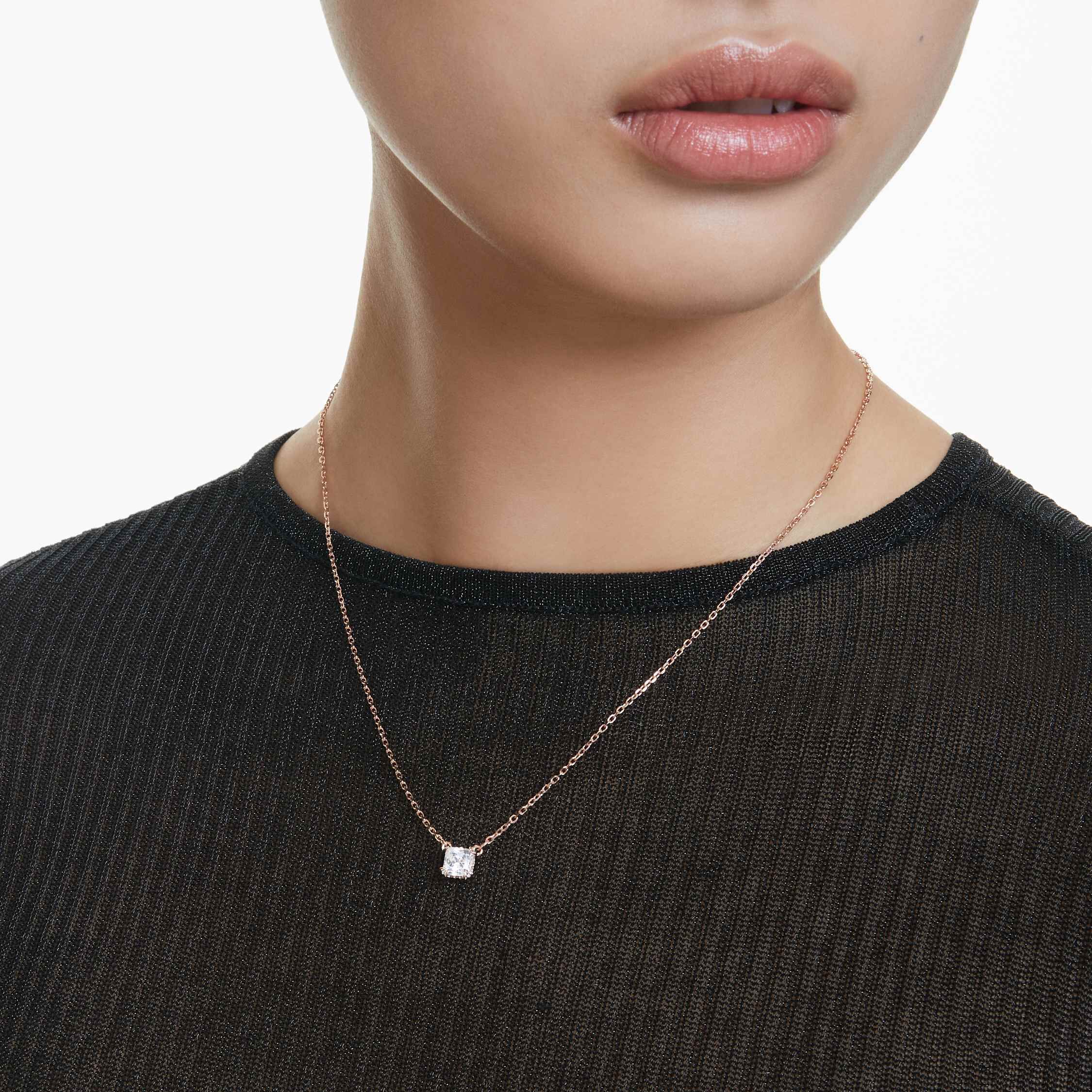 Buy Swarovski Stilla pendant, Square cut, White, Rose gold-tone plated