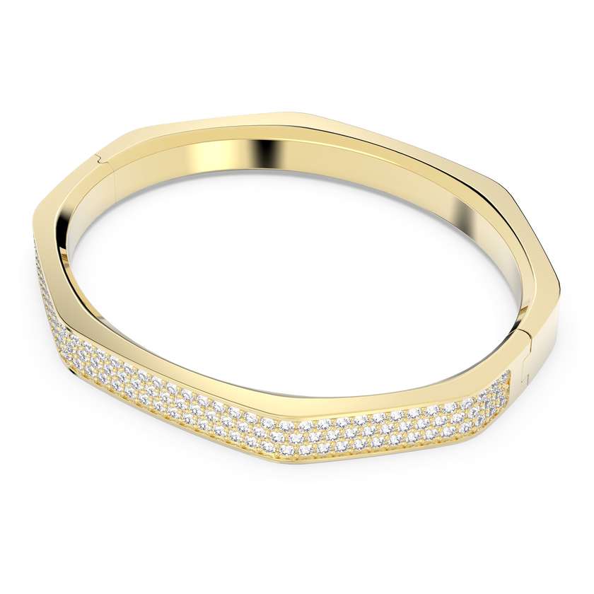 Buy Swarovski Dextera bangle, Octagon, Pavé, White, Gold-tone plated ...