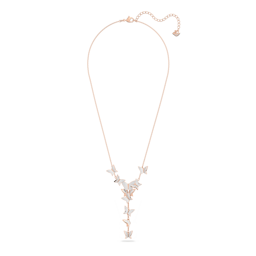 Buy Swarovski Lilia Y necklace, Butterfly, White, Rose-gold tone plated ...
