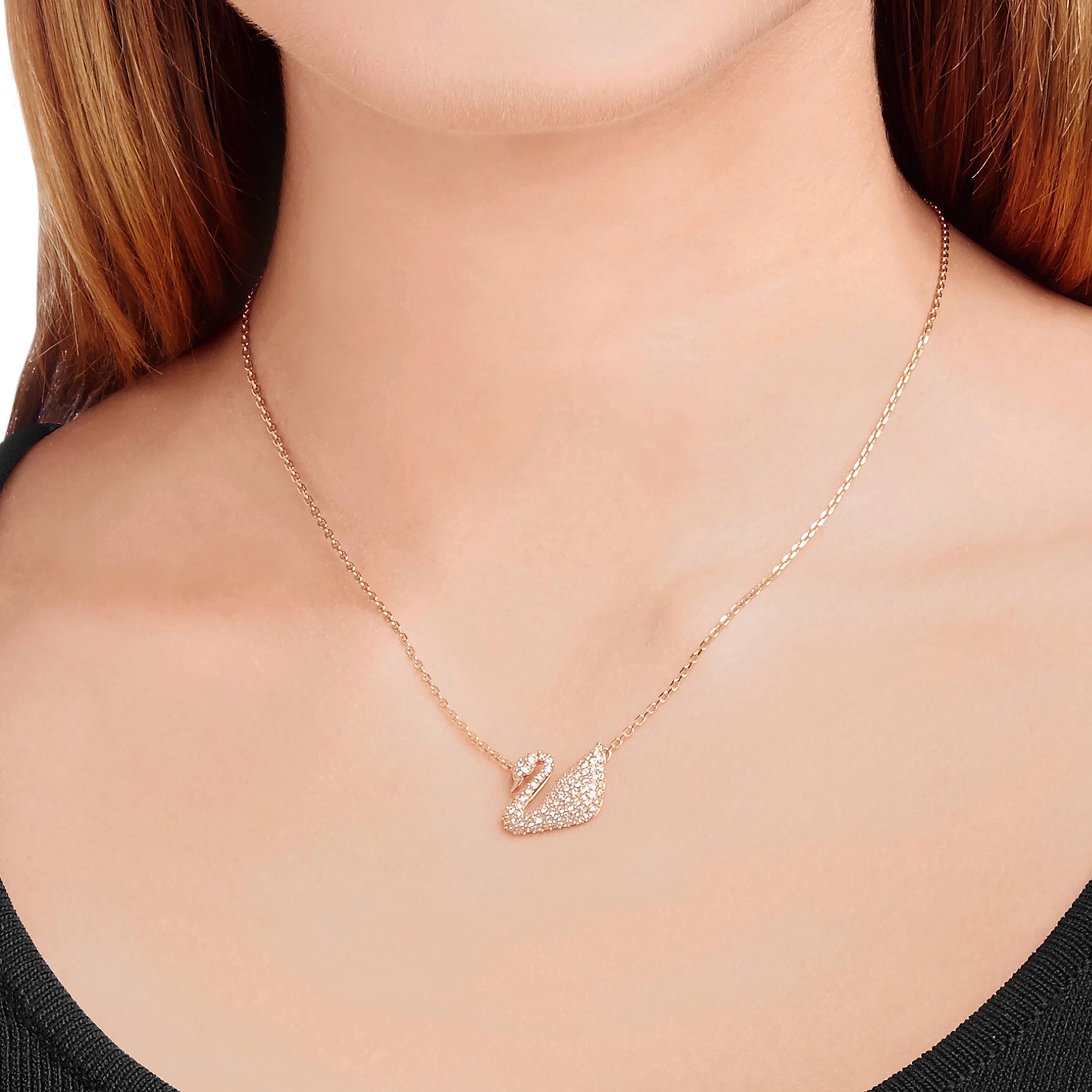 Swarovski rose gold swan necklace store